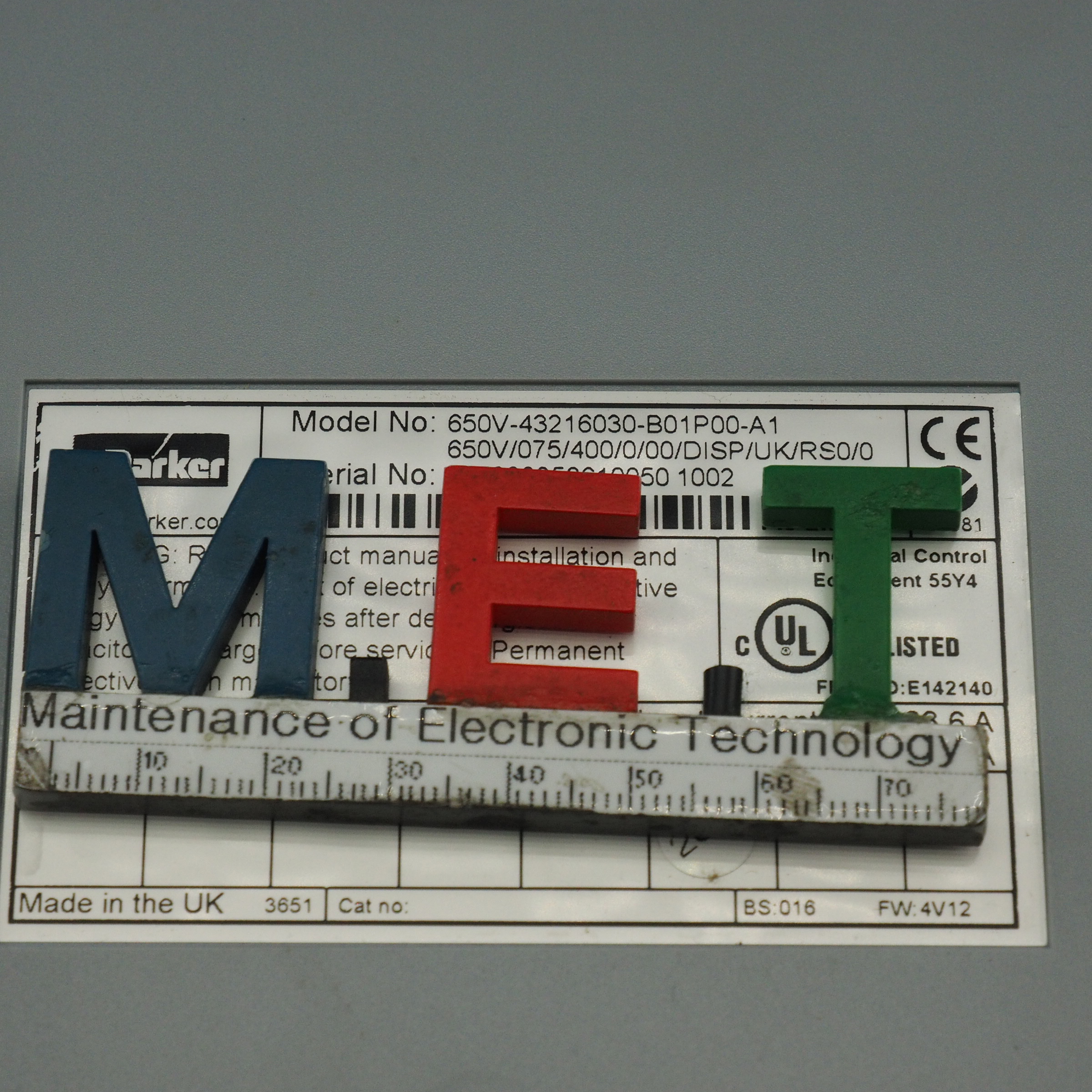 PARKER 650V/075/400/0/00/DISP/UK/RS0/0 650V-43216030-B01P00-A1/M.E.T ...